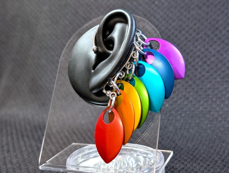 Rainbow Ear Cuff Left Ear Pride Scalemail Over Ear Cuff No Piercing ...