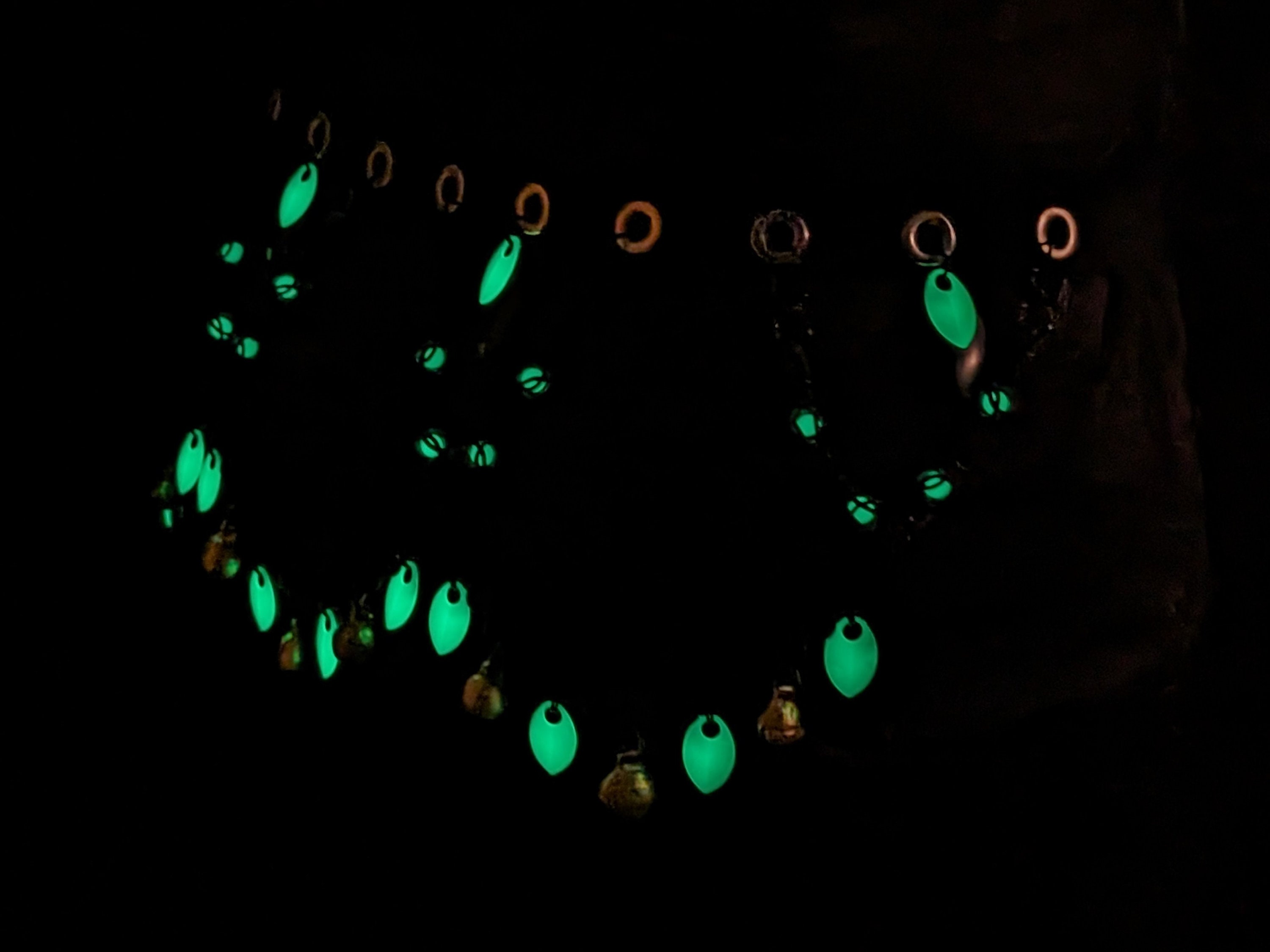 Glow in the Dark Jingle Belt With Black and Glow Scales, Glow Beads in ...