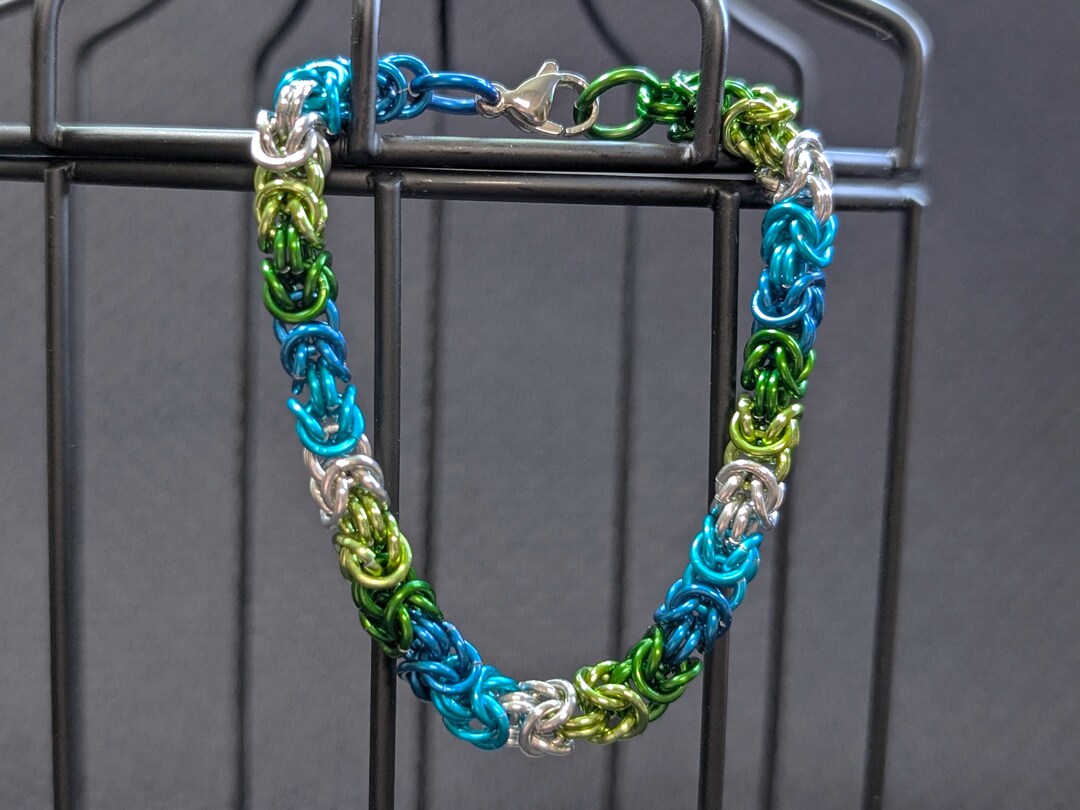 MLM Pride / Gay Pride Bracelet; 5 Color Version; Byzantine Pattern ...