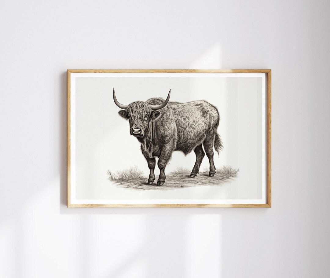Highland Cow Print, Rustic Cow Framed, Farmhouse Art, Highland Cow ...