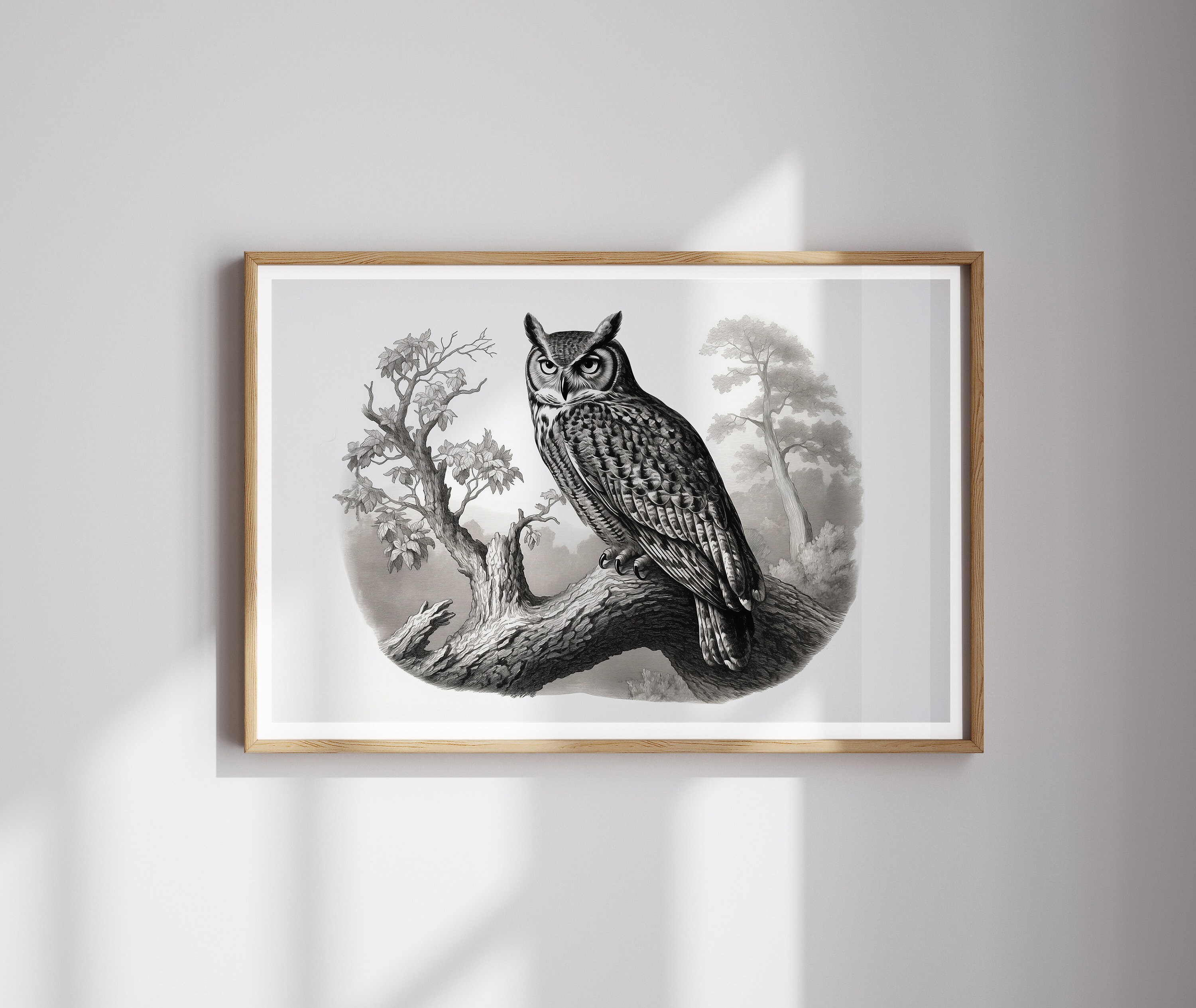 Horned Owl Print, Great Horned Owl Painting, Owl Sketch, Owl Art Print ...