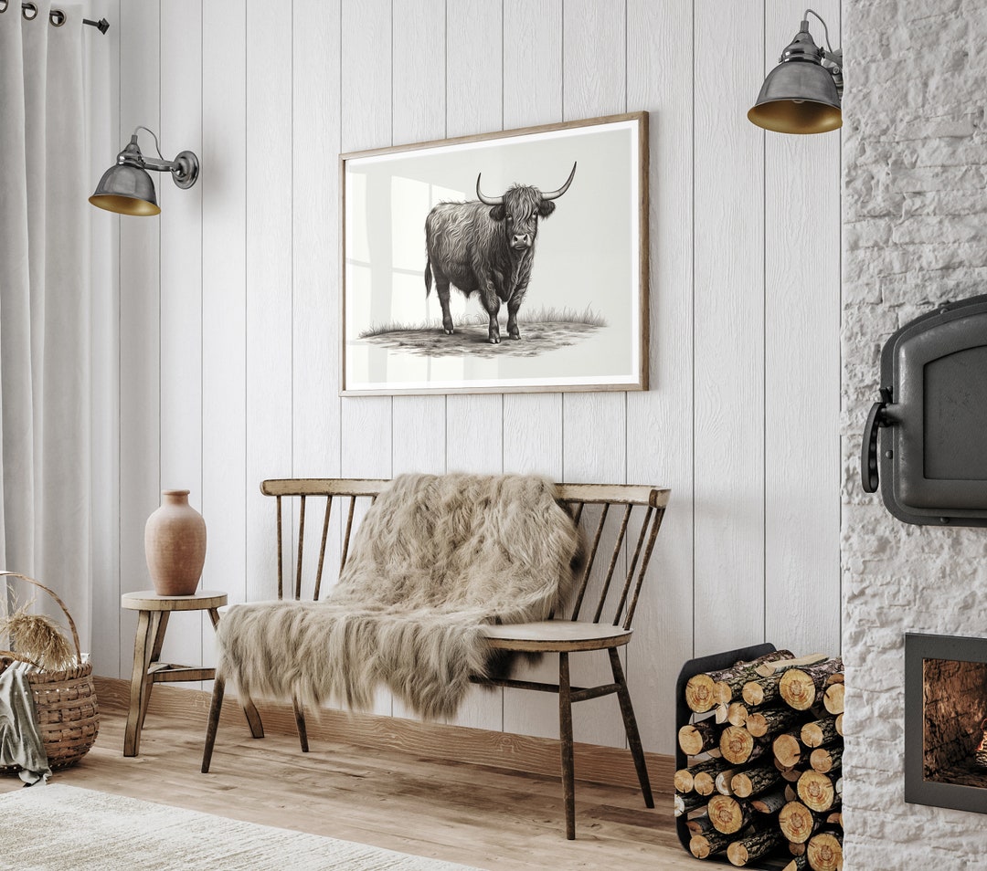 Highland Cow Print, Rustic Cow Framed, Farmhouse Art, Highland Cow ...