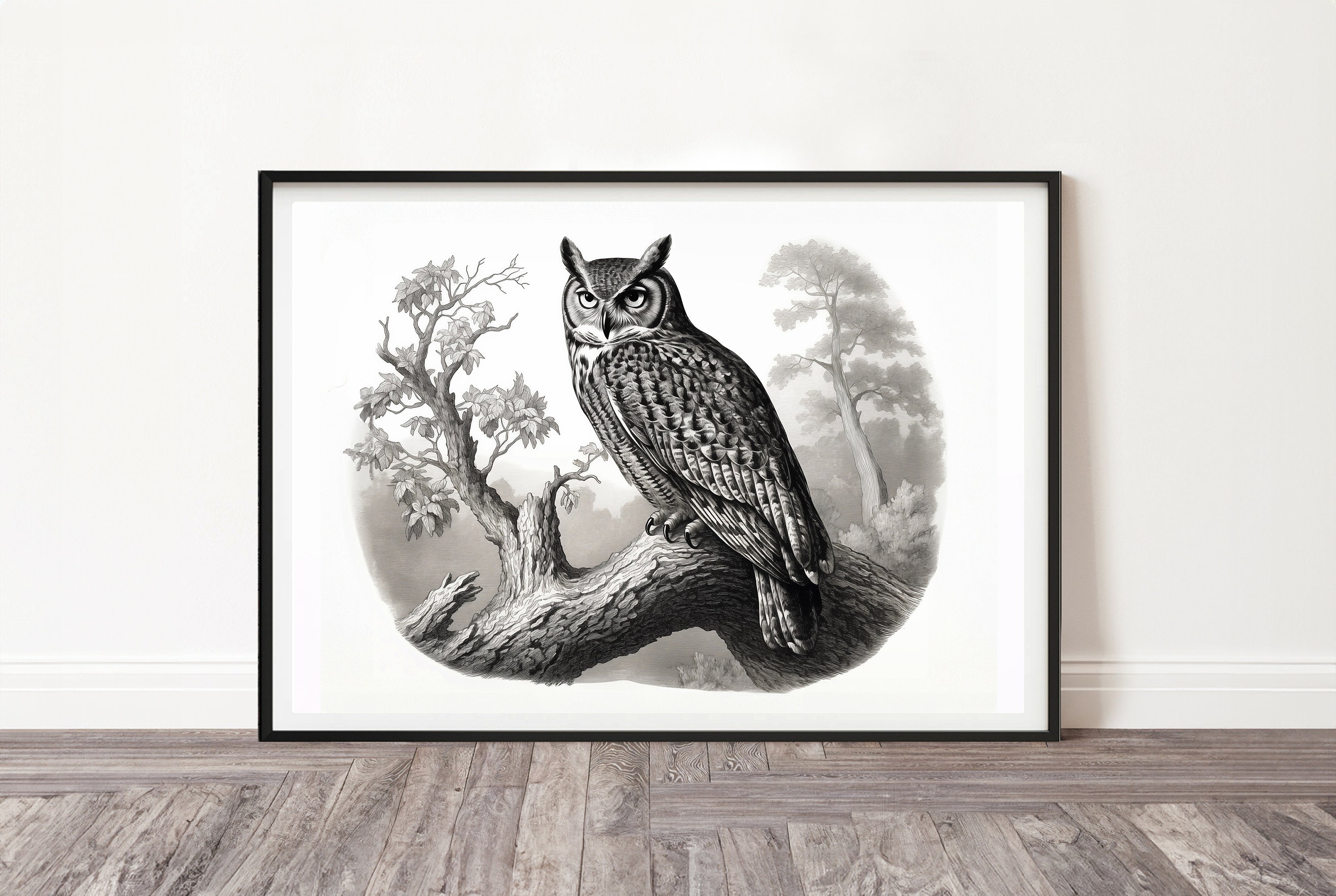 Horned Owl Print, Great Horned Owl Painting, Owl Sketch, Owl Art Print ...