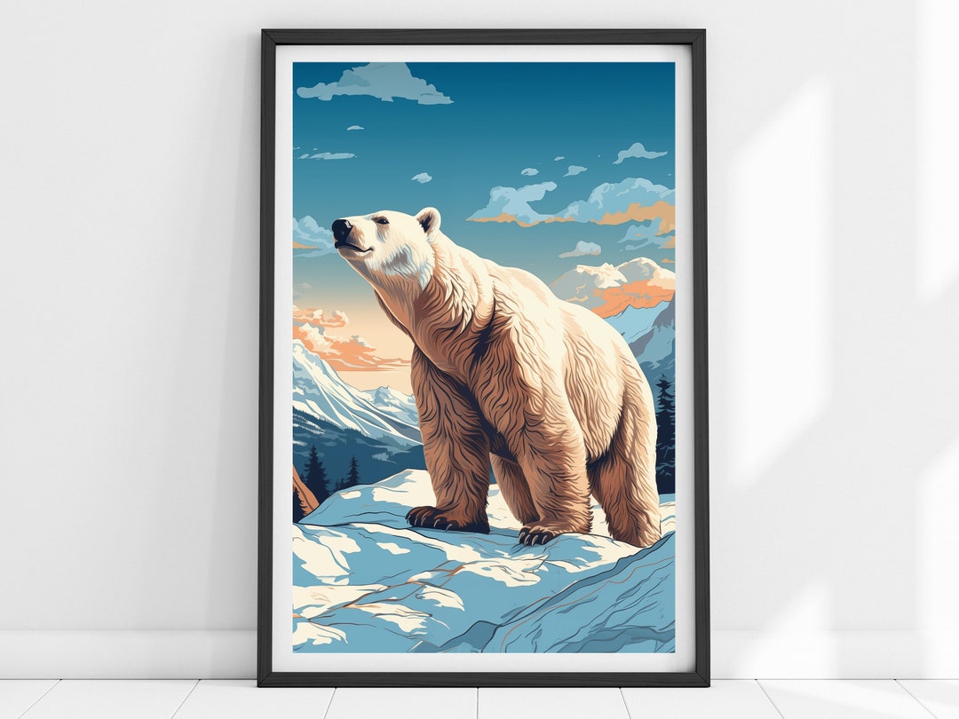 Polar Bear Print, Polar Bear Painting, Polar Bear Wall Art, Polar Bear ...