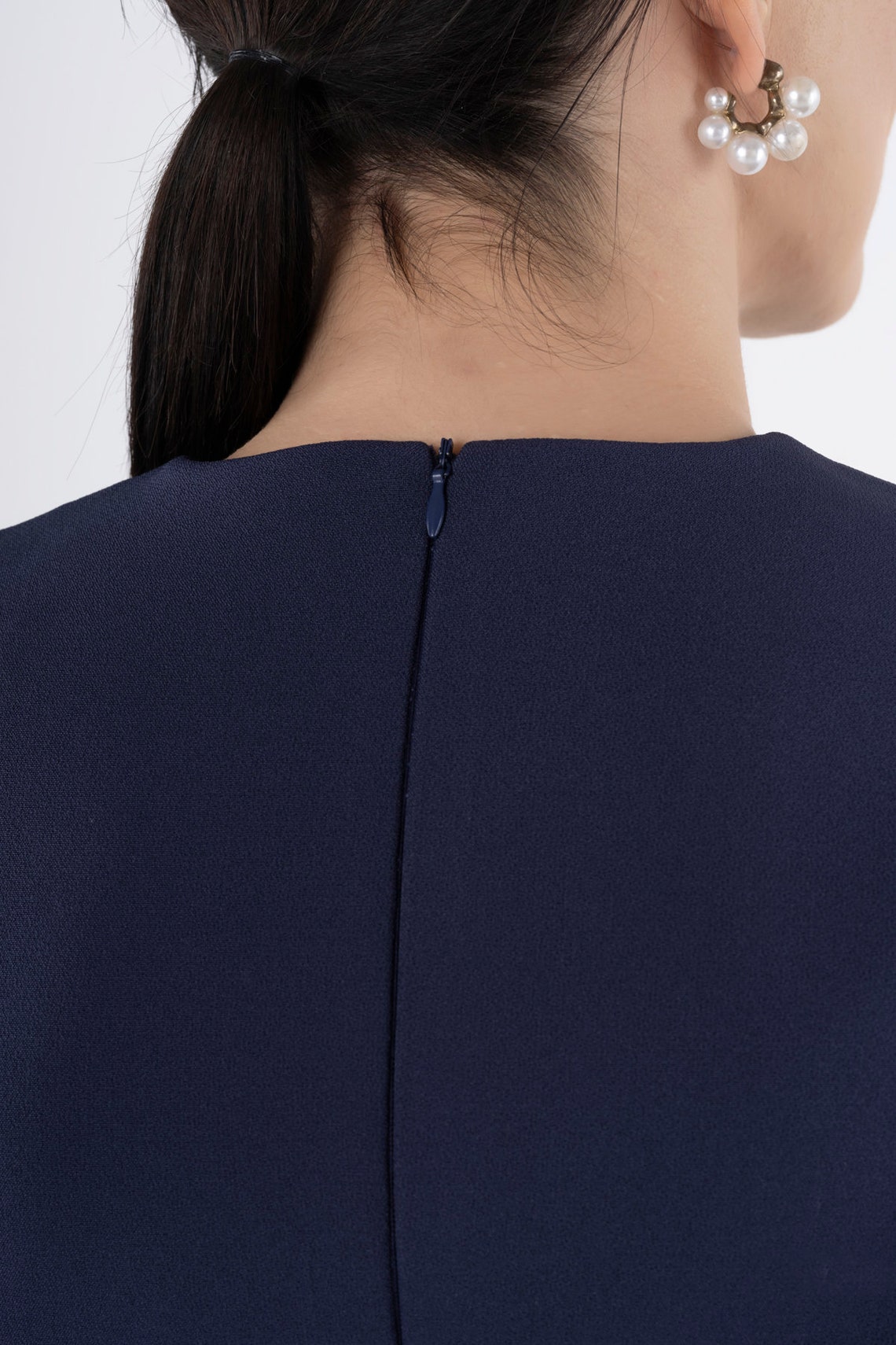 Chic Dark Blue Jumpsuit for Special Occasions - Elegant, Pleated-wide ...