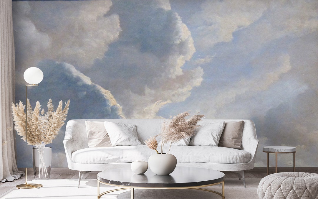 Clouds Vintage Wallpaper, Baroque Painting Wall Mural, Victorian Wall ...