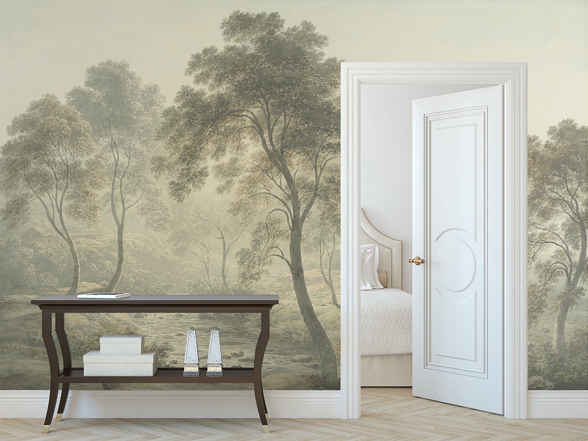 Vintage Landscape Wallpaper, Tree Wall Mural, Home Decor, Peel and ...