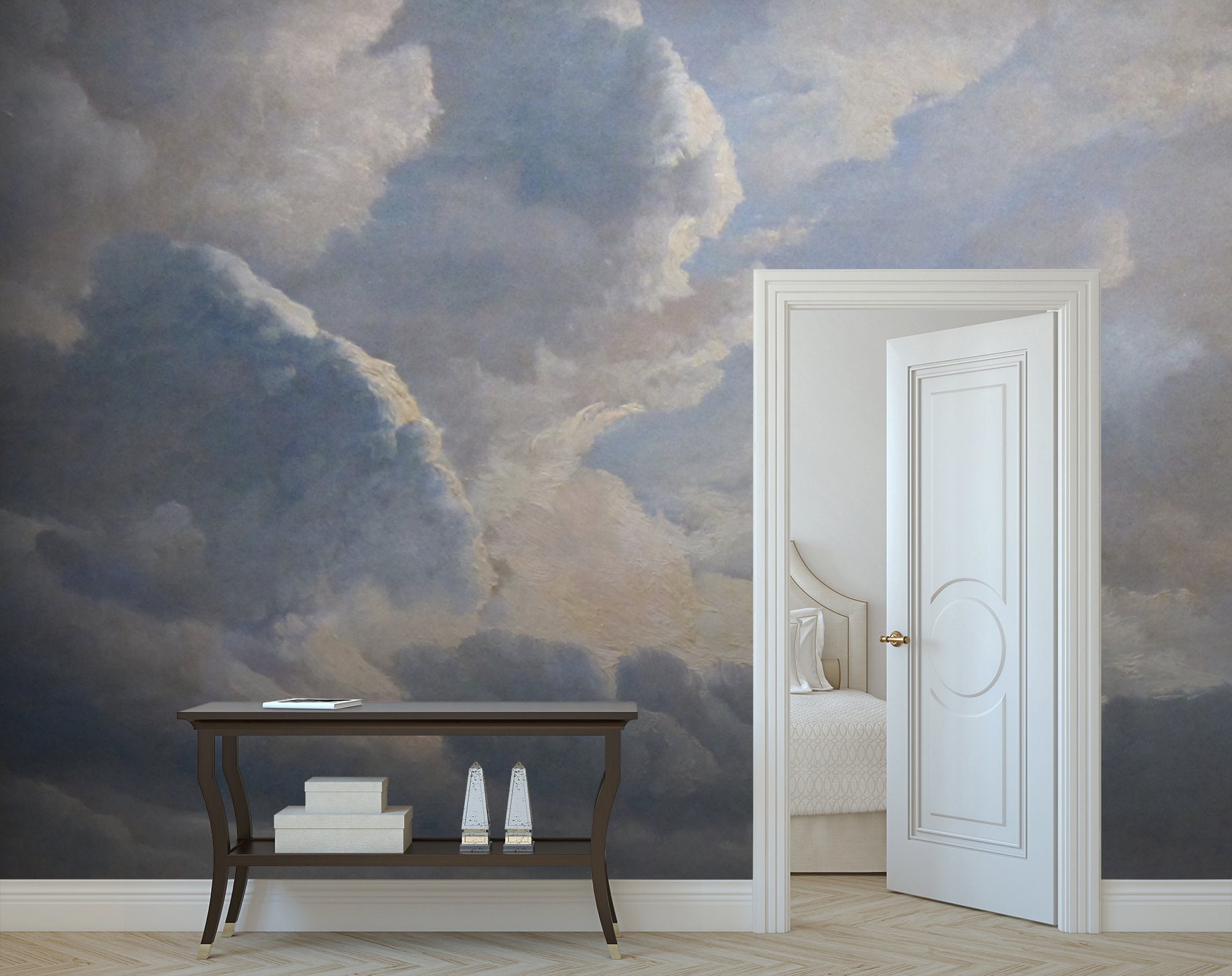 Clouds Vintage Wallpaper, Baroque Painting Wall Mural, Victorian Wall ...