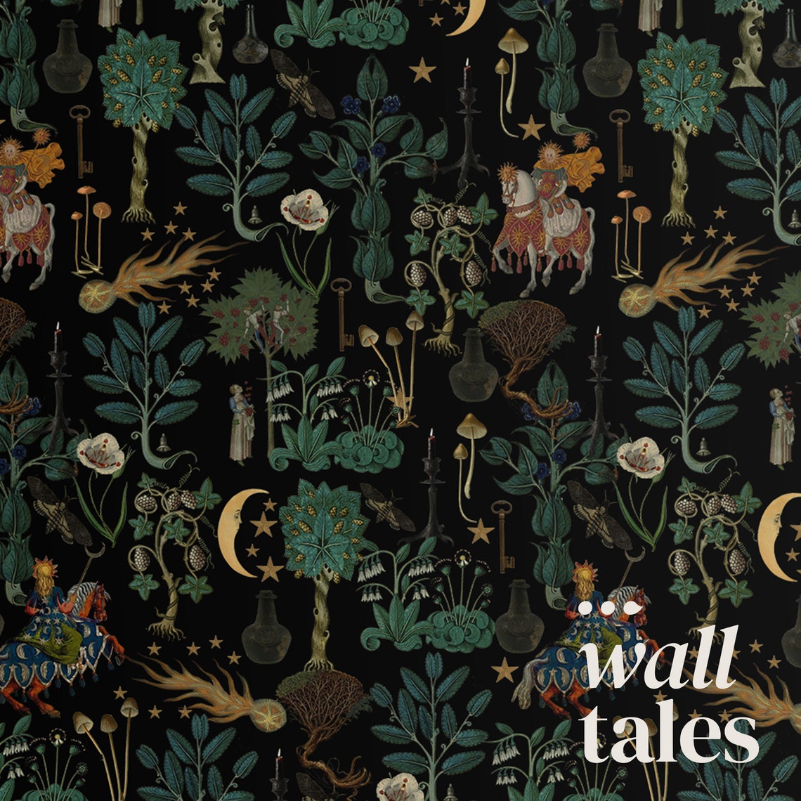 Medieval Dark Wallpaper, Mystic Pattern, Horsemen & Magical Motifs ...