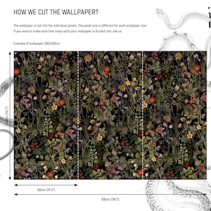 Wild Flowers and Leaves Wallpaper, Dark Botanical Wall Mural, Floral ...