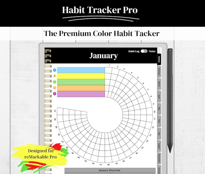 Habit Tracker for the Remarkable Paper Pro | Color Productivity Tracker ...