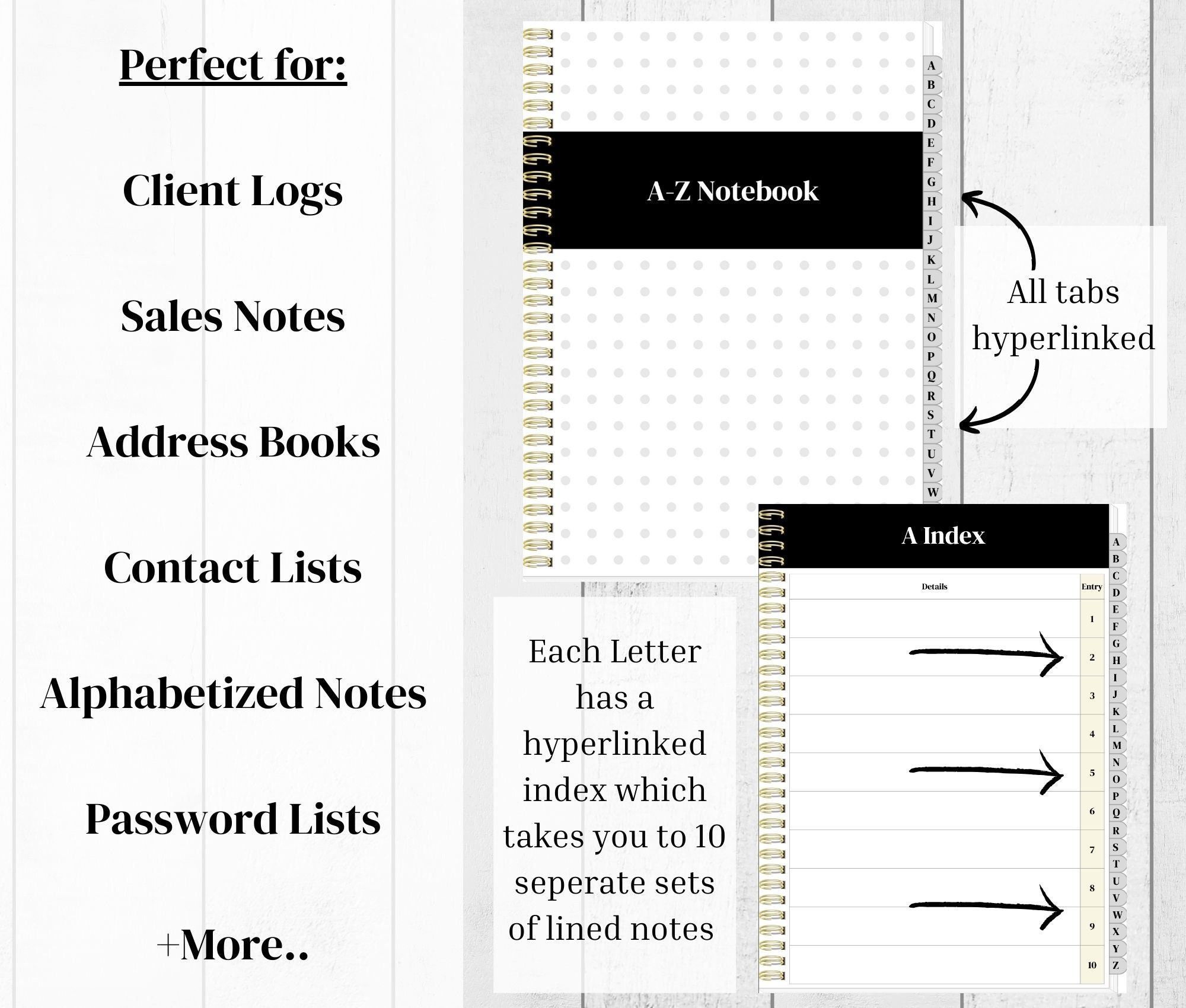 A-Z Notebook Compatible With the Remarkable 1 & 2 | Alphabetical Tabs ...