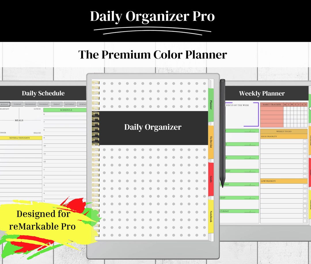 Color Daily Organizer for the Remarkable Pro | Undated for Repeated Use ...