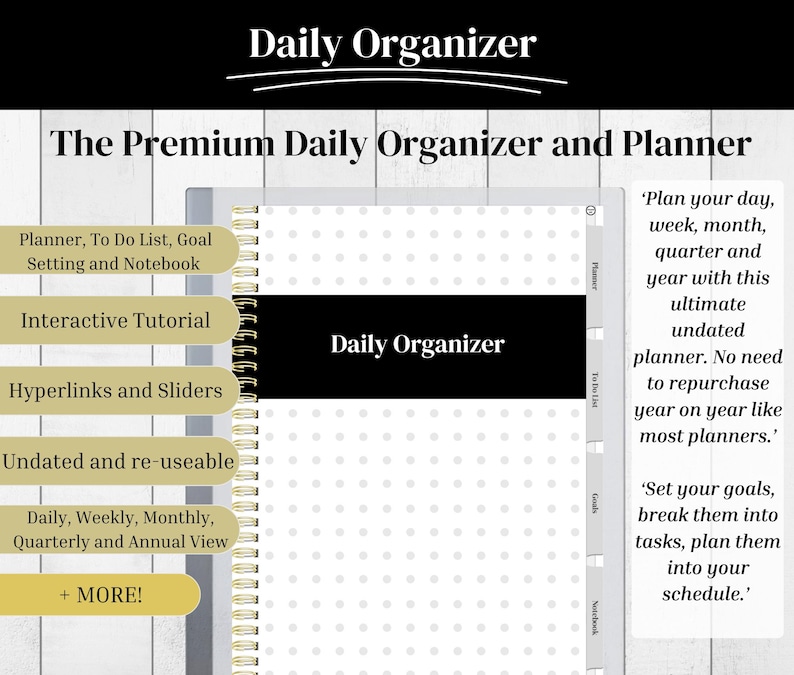 Daily Planner for Remarkable 1 & 2 and Boox | Premium Undated Daily ...