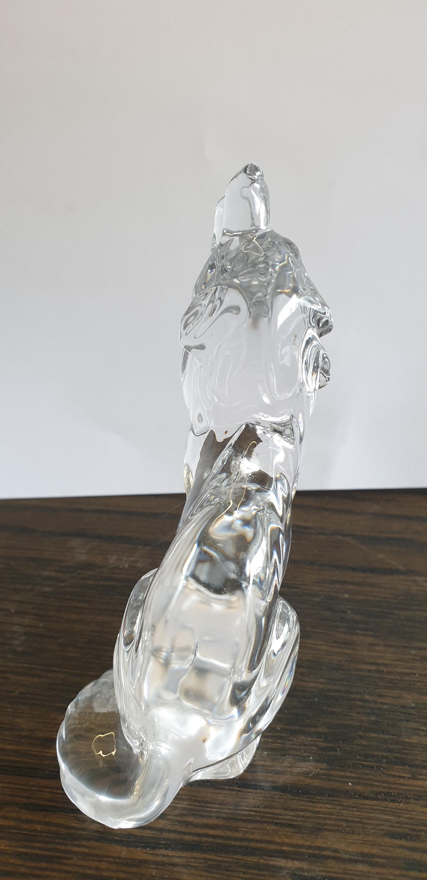Norwagian Hadeland Glass Lead Crystal Vintage Clear Glass Howling Wolf ...