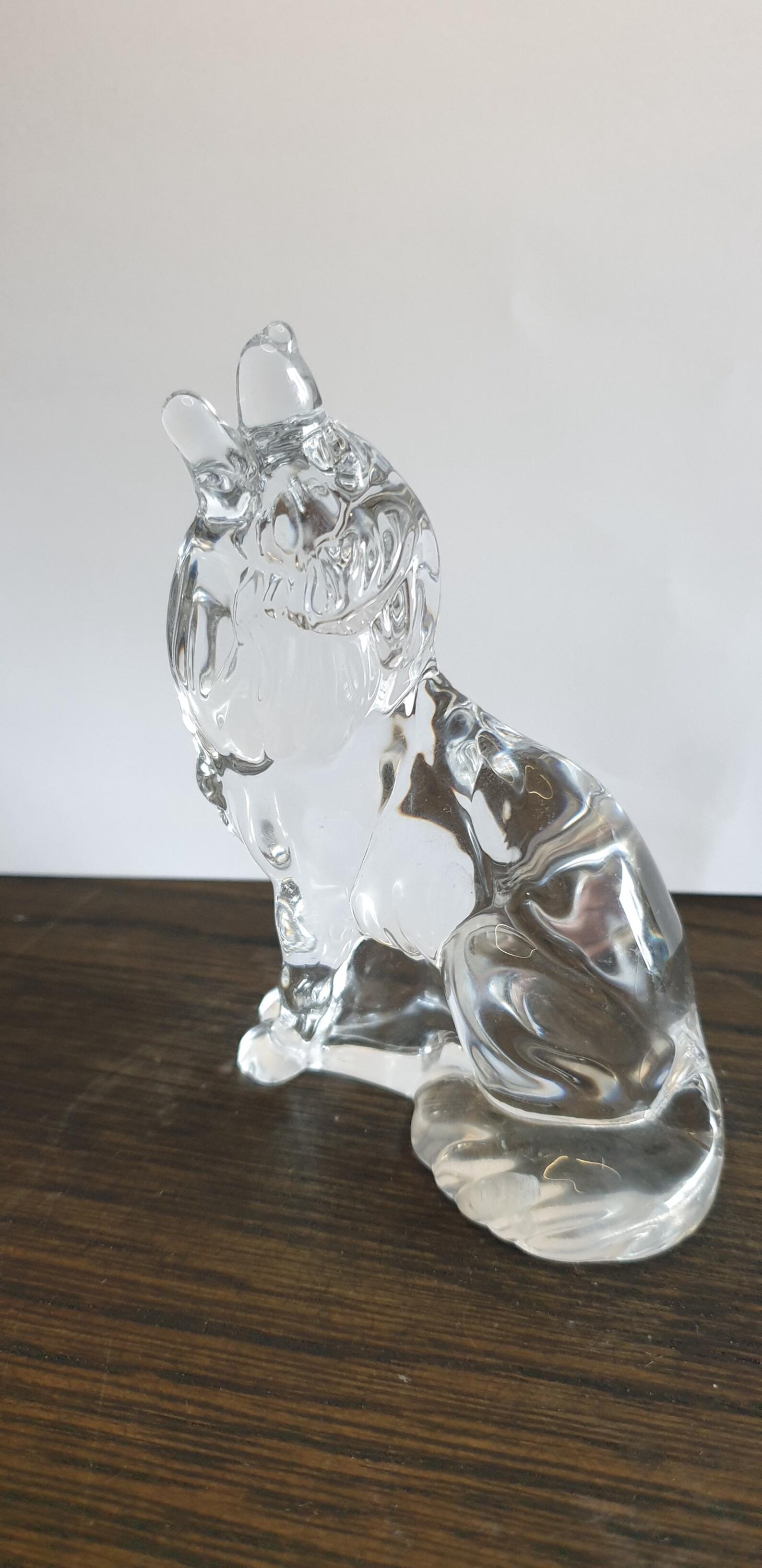 Norwagian Hadeland Glass Lead Crystal Vintage Clear Glass Howling Wolf ...