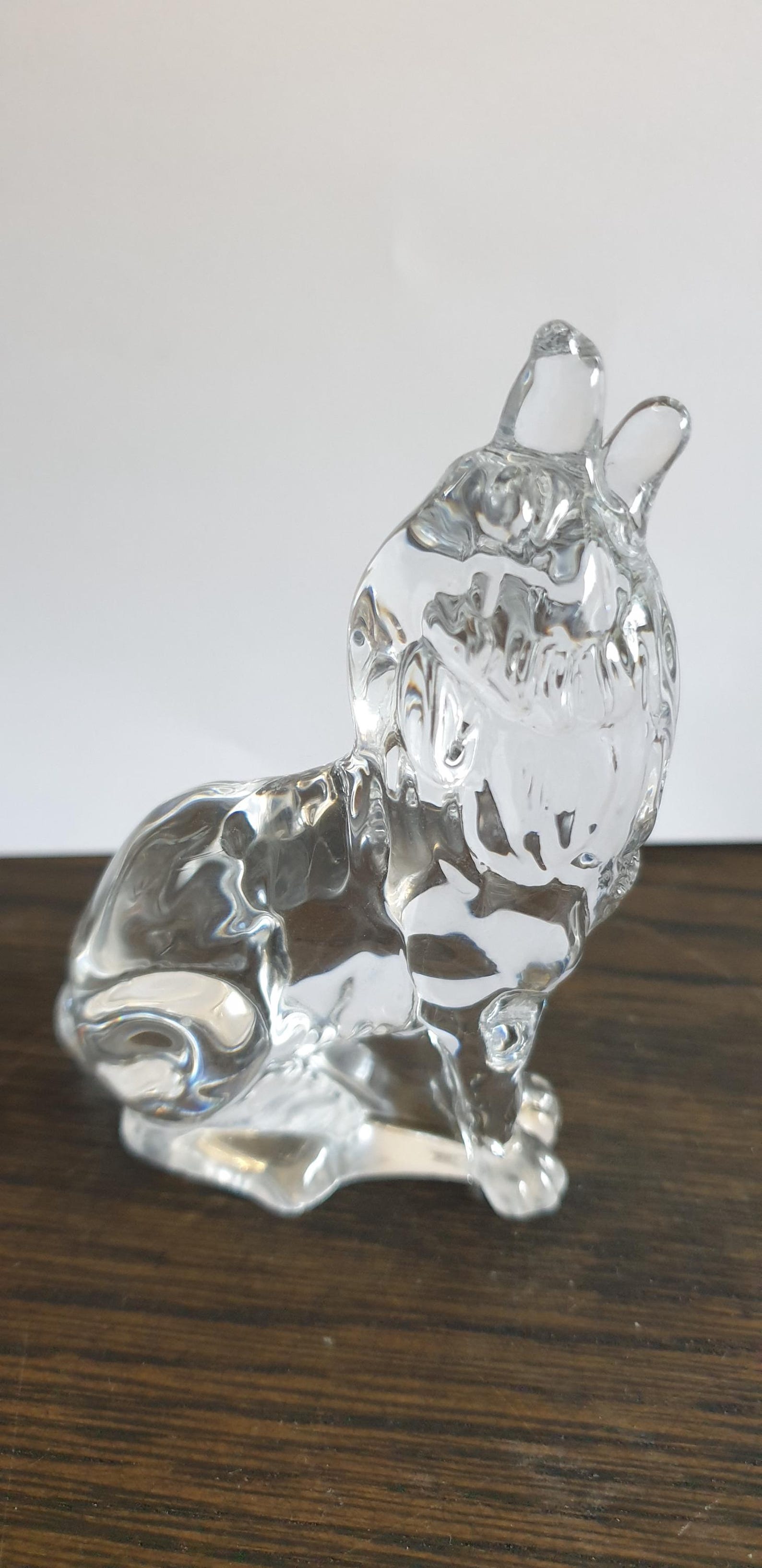 Norwagian Hadeland Glass Lead Crystal Vintage Clear Glass Howling Wolf ...