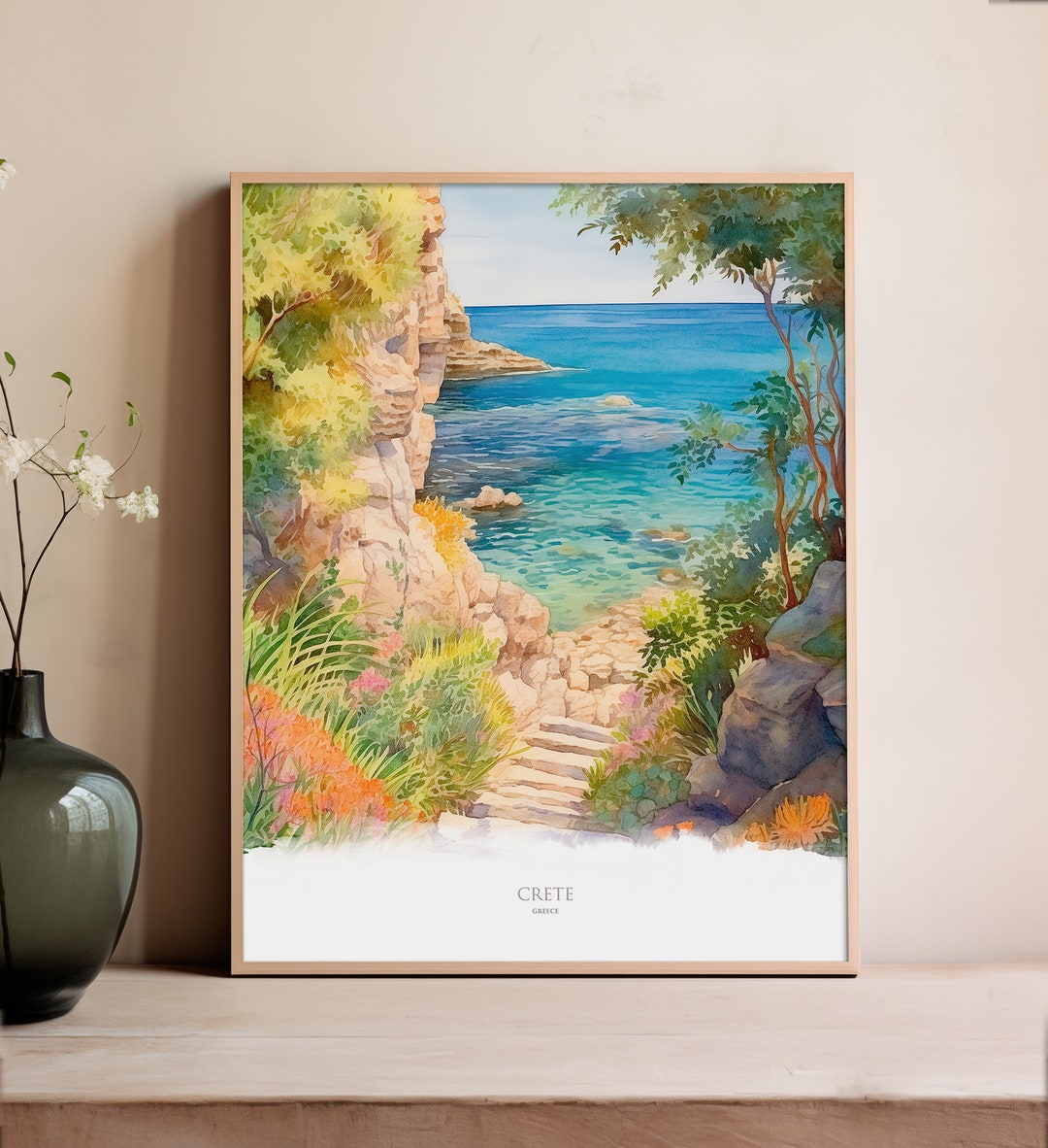Crete Print Watercolor Crete Poster Crete Gift Greece Print Crete Wall ...