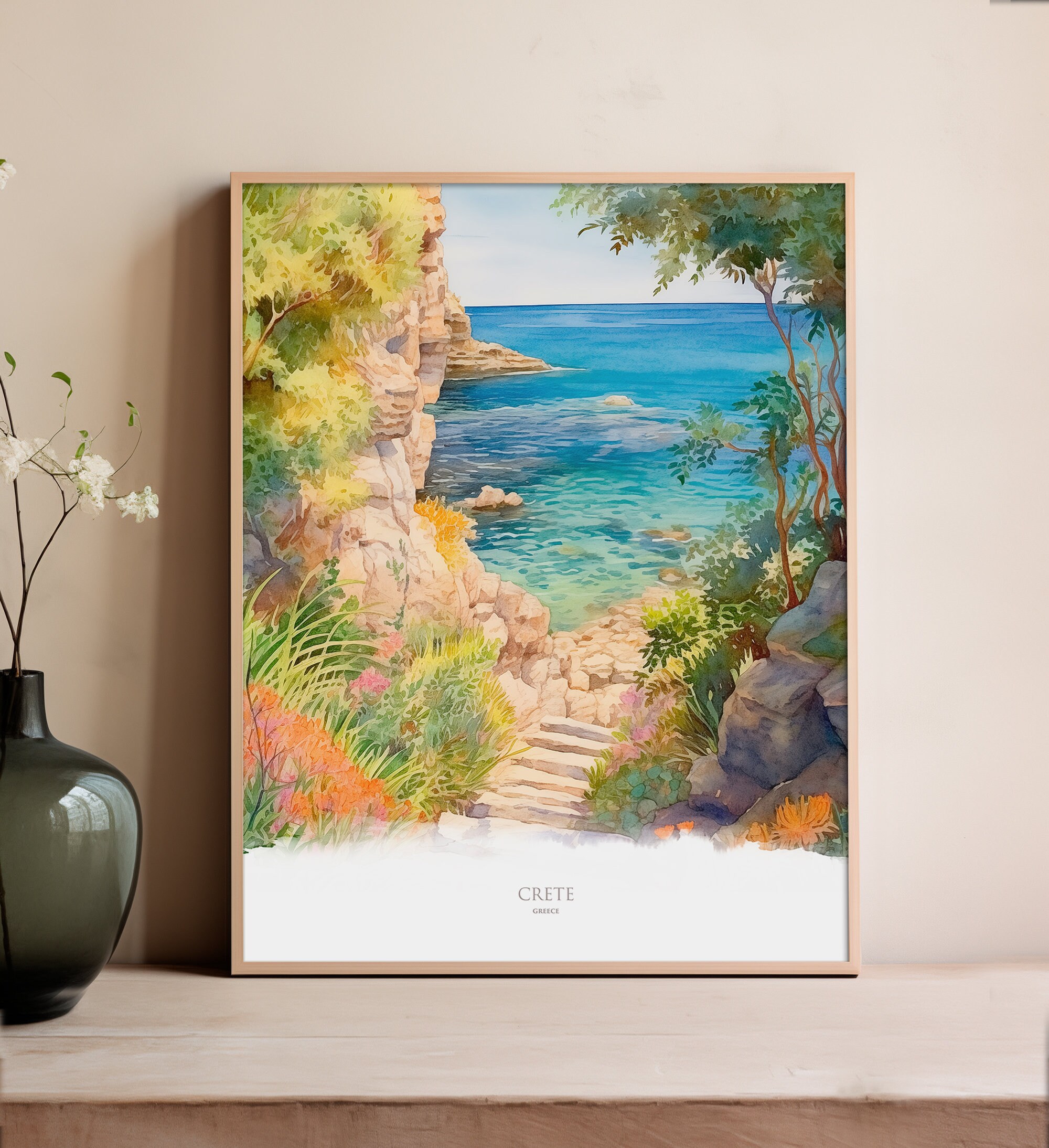 Crete Print Watercolor Crete Poster Crete Gift Greece Print Crete Wall ...