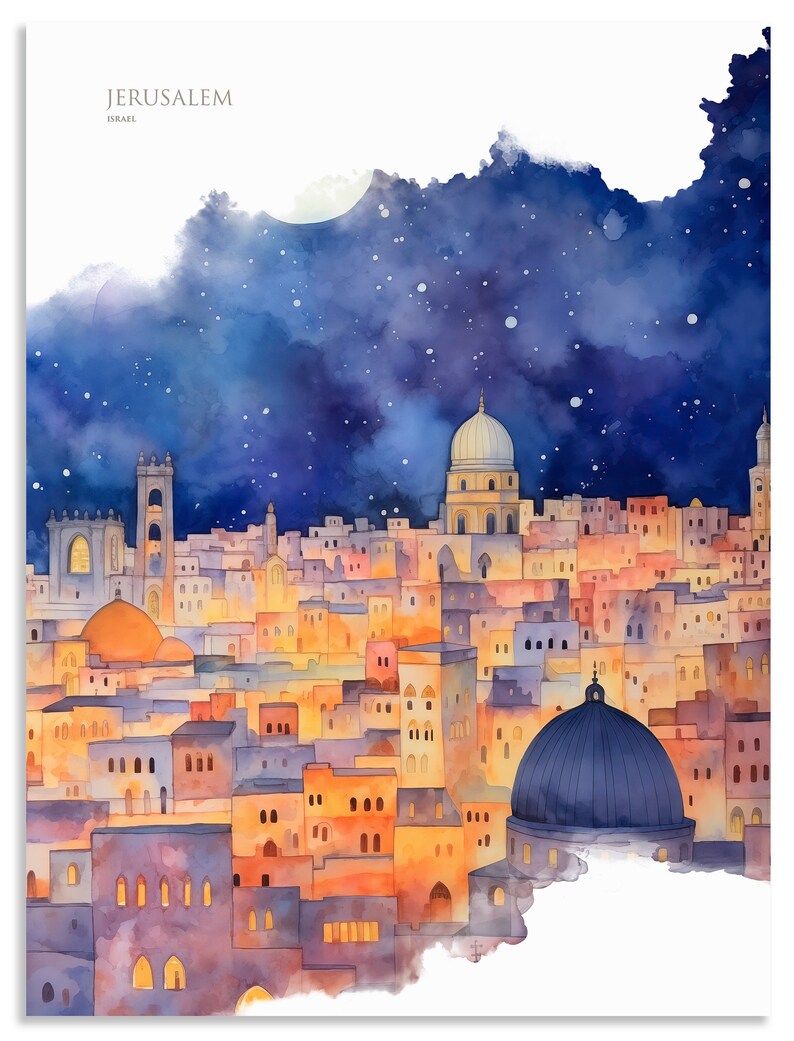 Jerusalem Print Watercolor Jerusalem Poster Jerusalem Gift Israel Print ...