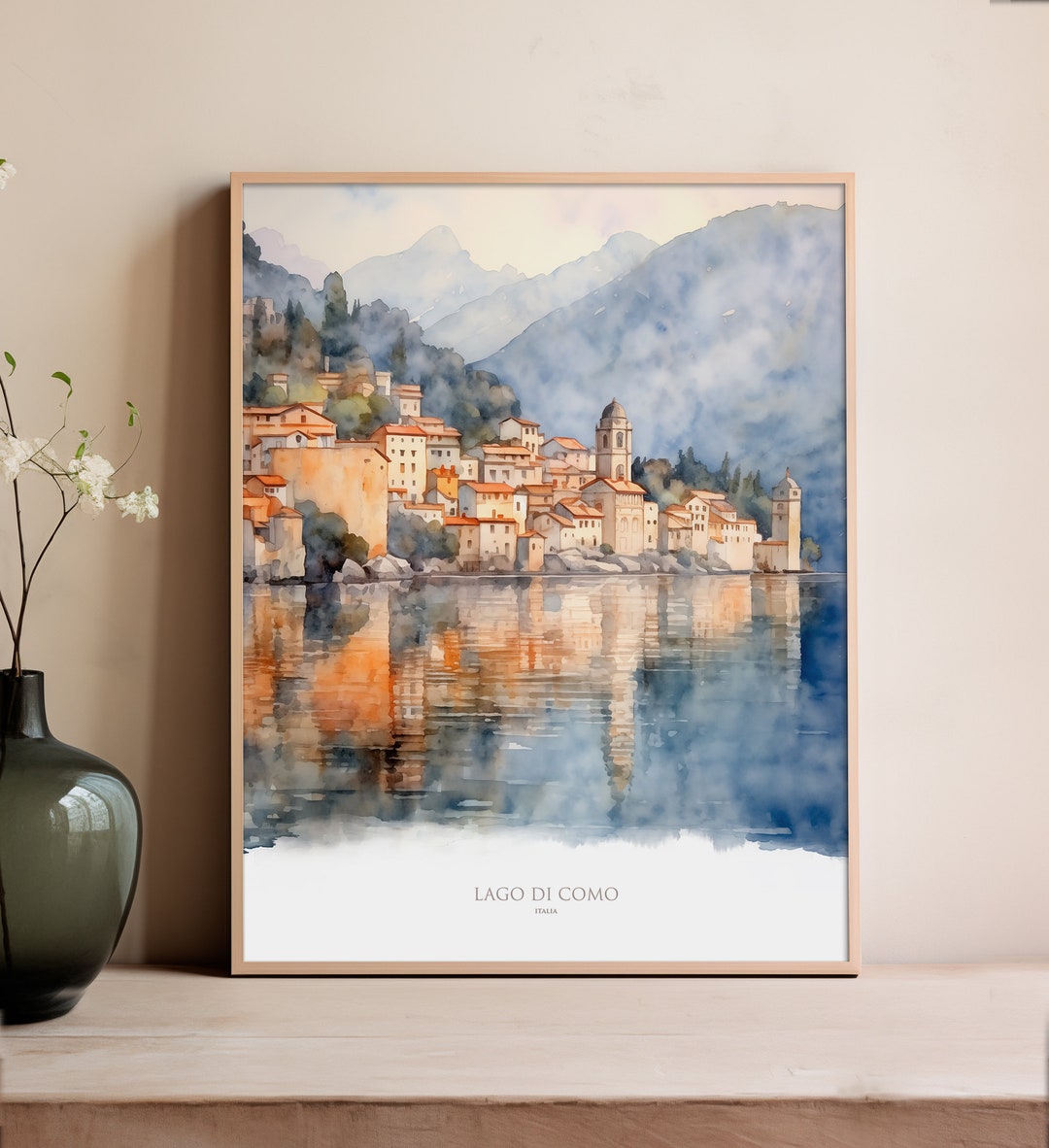 Lake Como Print Watercolor Lake Como Poster Lake Como Gift Italy Print ...
