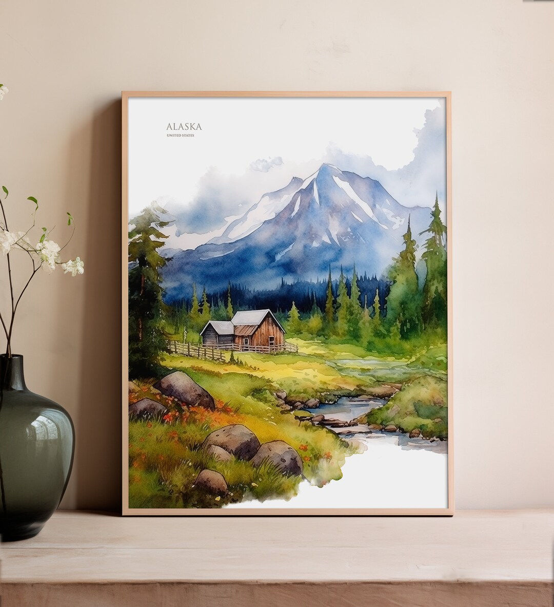 Alaska Print Watercolor Alaska Poster Alaska Gift United States Print ...