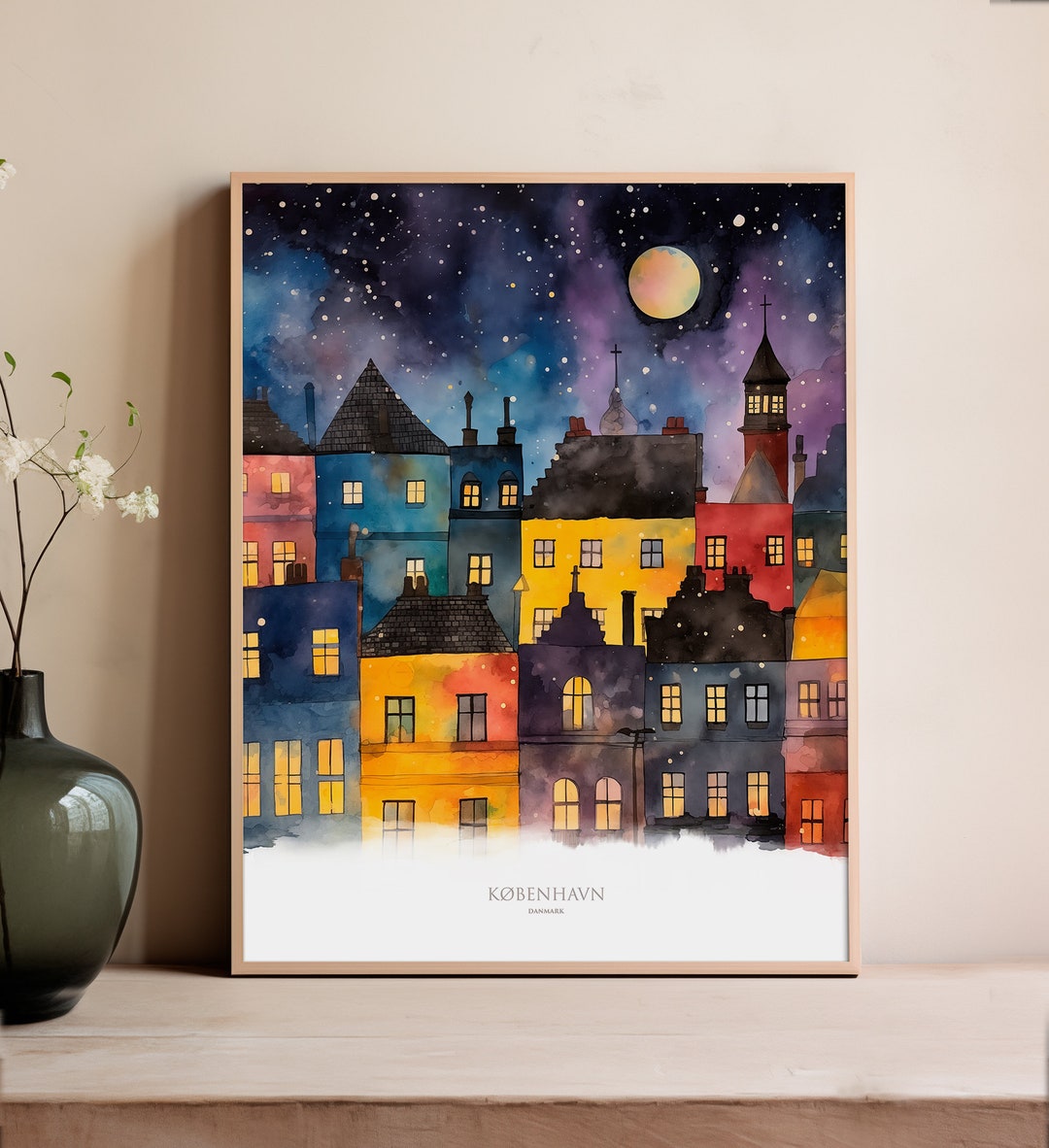 Copenhagen Print Watercolor Copenhagen Poster Copenhagen Gift Denmark ...