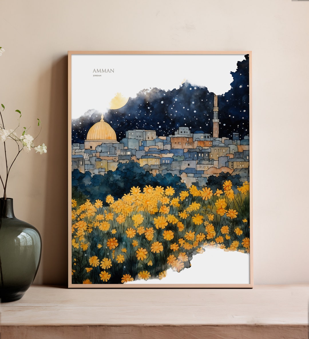 Amman Print Watercolor Amman Poster Amman Gift Jordan Print Amman Wall ...