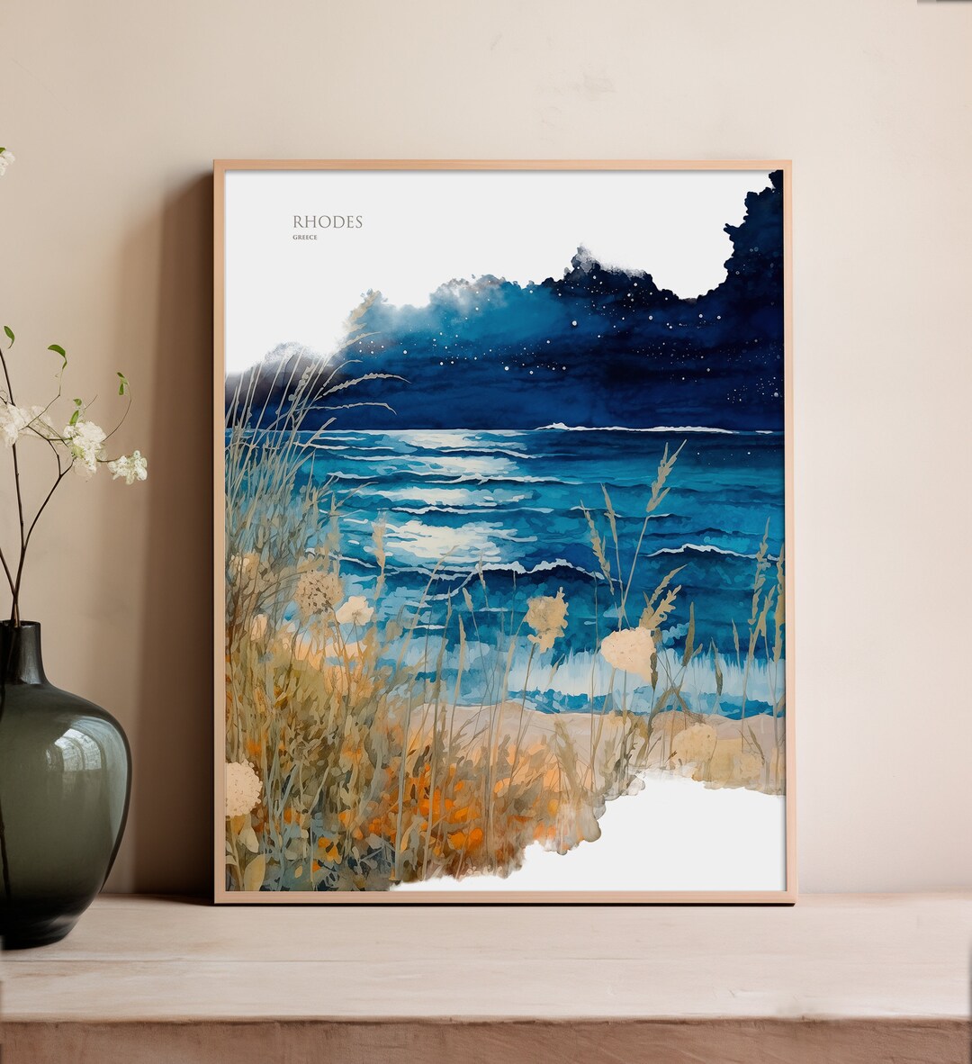 Rhodes Print Watercolor Rhodes Poster Rhodes Gift Greece Print Rhodes ...