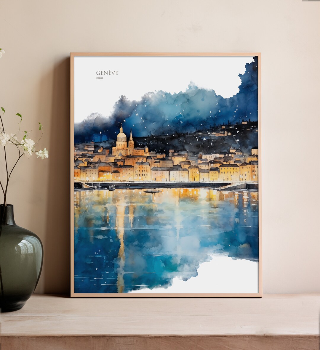 Geneva Print Watercolor Geneva Poster Geneva Gift Switzerland Print ...