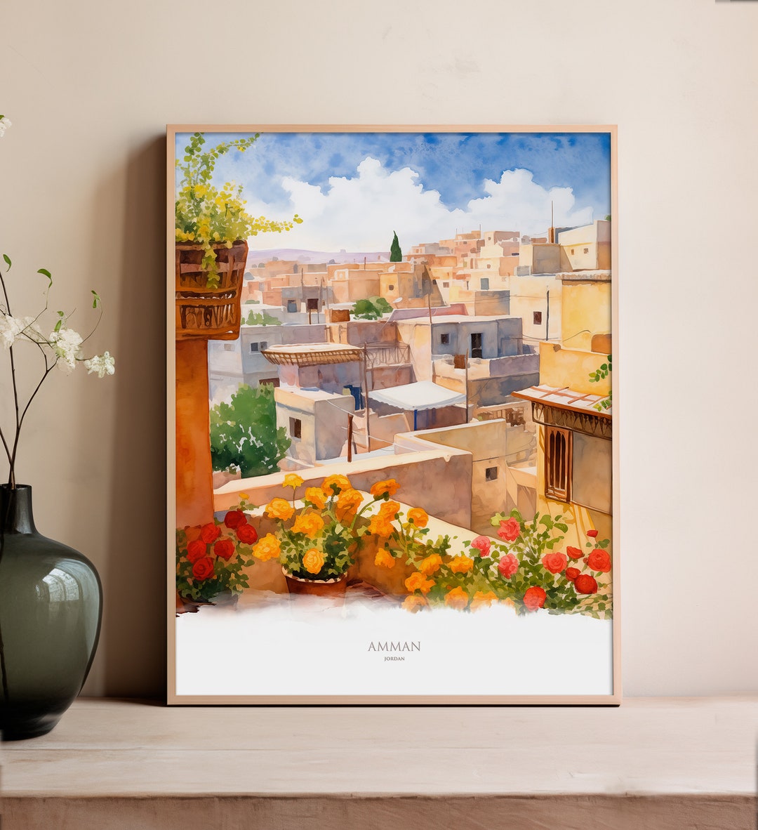 Amman Print Watercolor Amman Poster Amman Gift Jordan Print Amman Wall ...