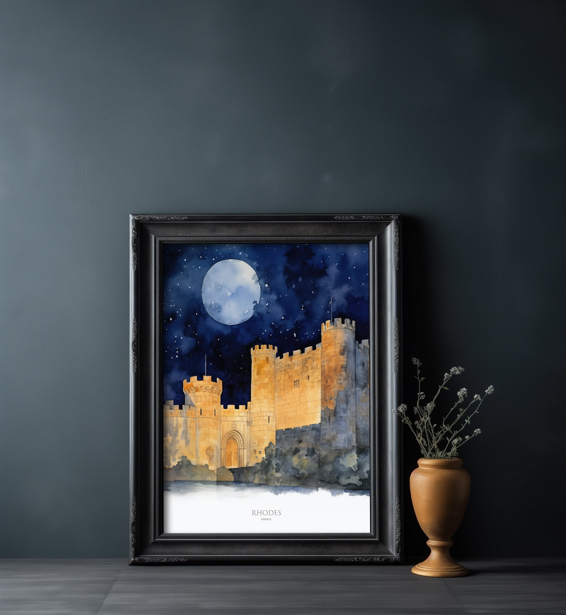 Rhodes Print Watercolor Rhodes Poster Rhodes Gift Greece Print Rhodes ...