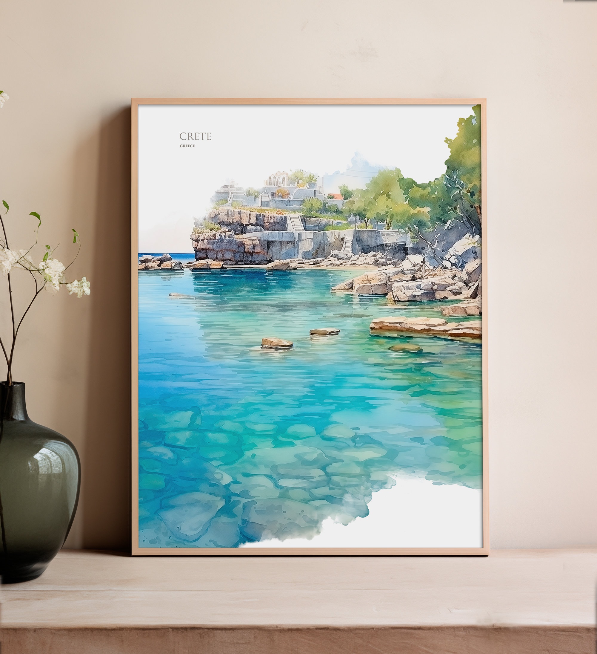 Crete Print Watercolor Crete Poster Crete Gift Greece Print Crete Wall ...