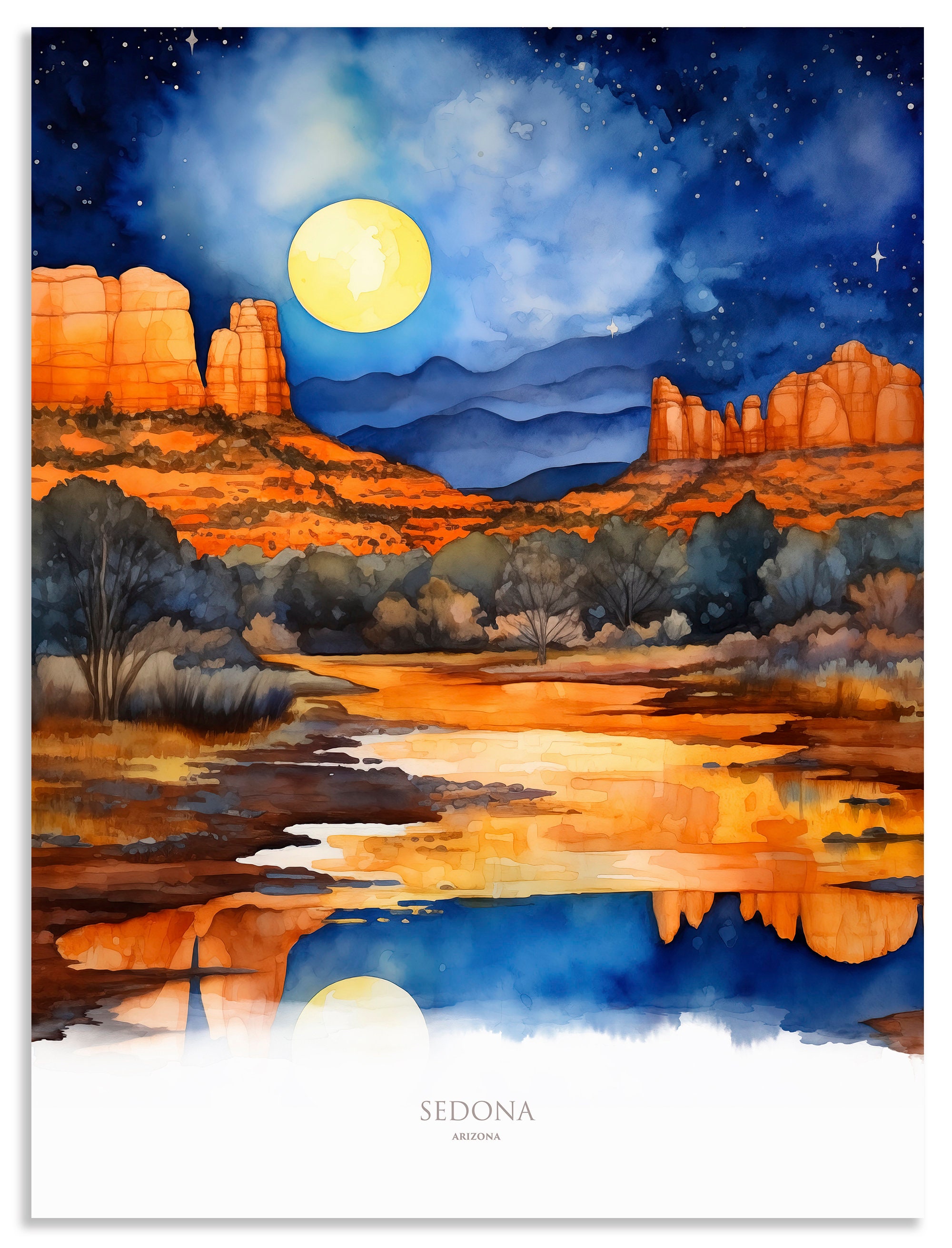 Sedona Print Watercolor Sedona Poster Sedona Gift United States Print ...