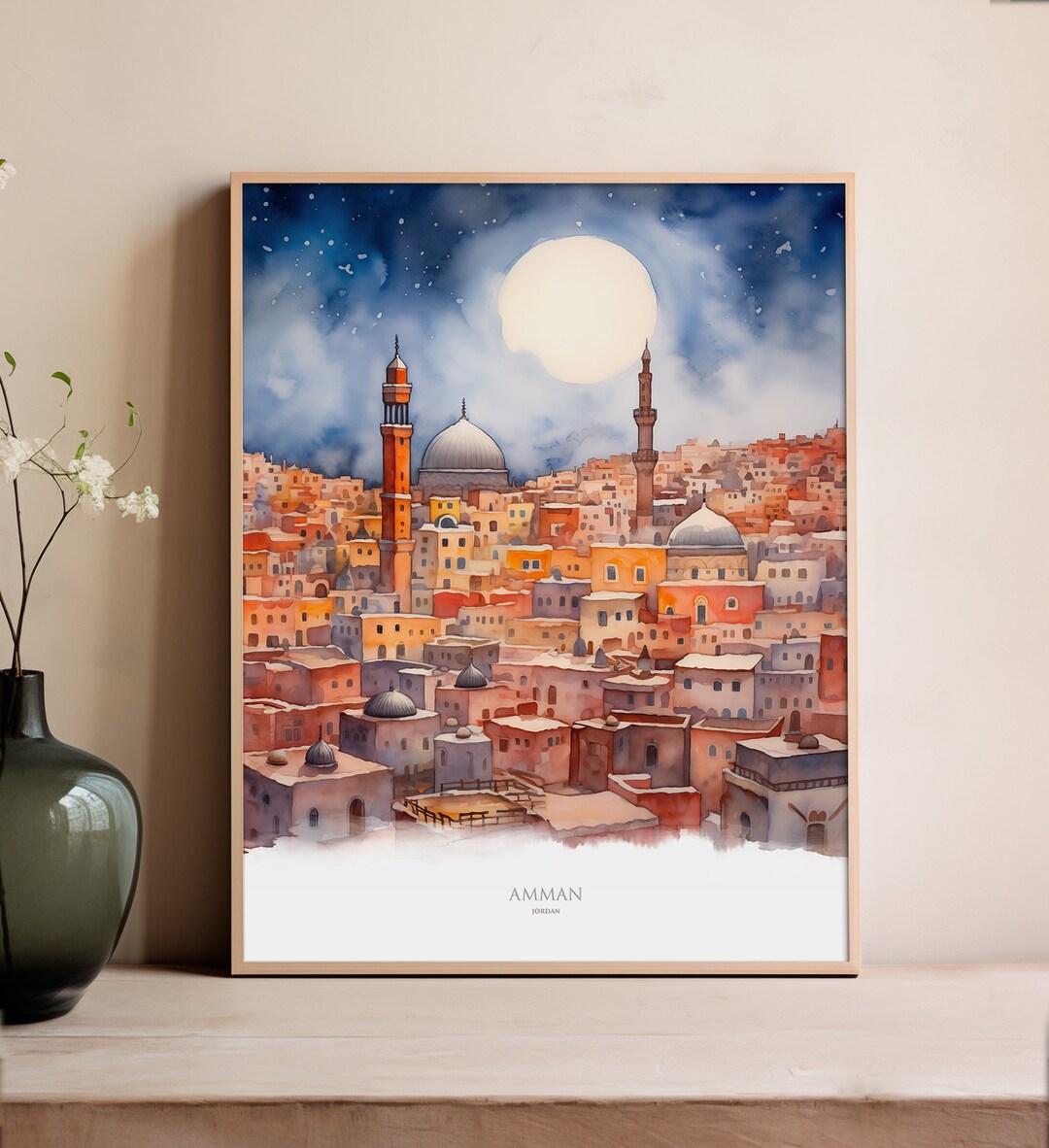Amman Print Watercolor Amman Poster Amman Gift Jordan Print Amman Wall ...