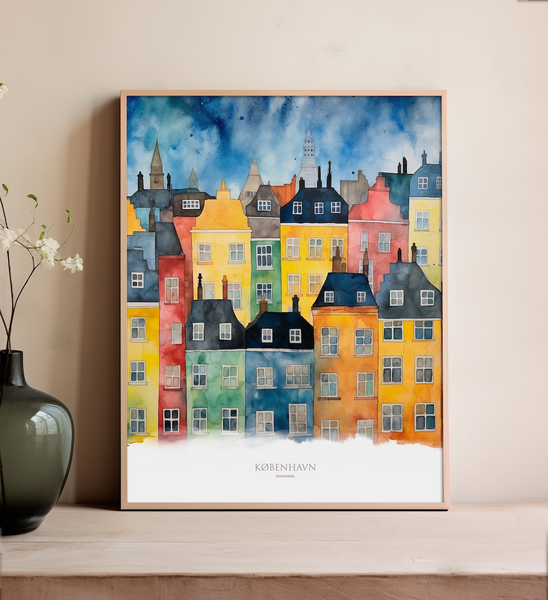Copenhagen Print Watercolor Copenhagen Poster Copenhagen Gift Denmark ...