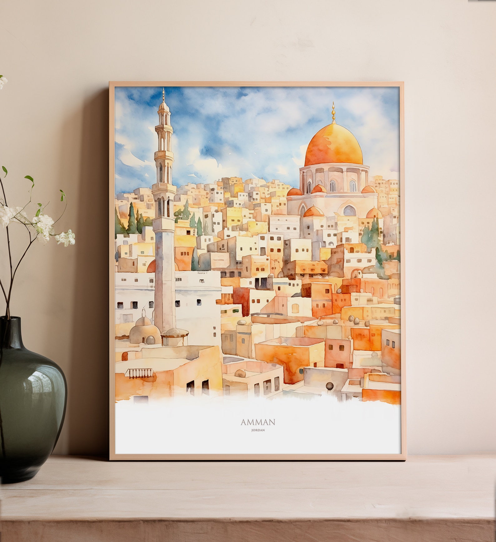 Amman Print Watercolor Amman Poster Amman Gift Jordan Print Amman Wall ...