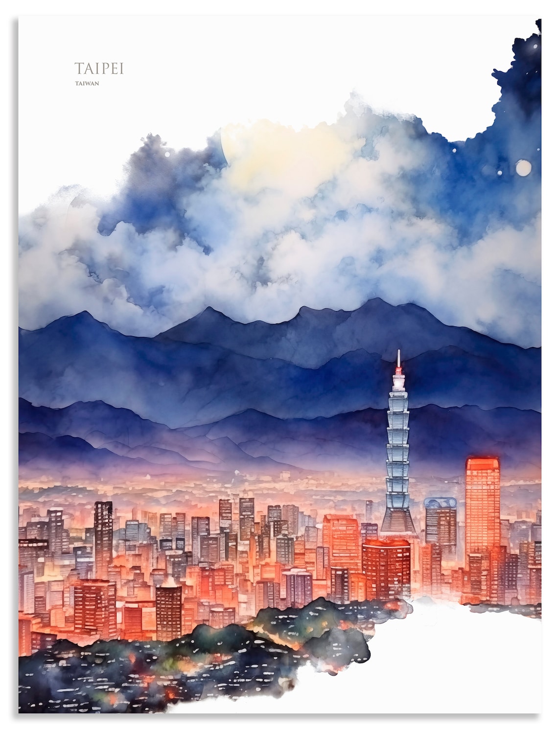 Taipei Print Watercolor Taipei Poster Taipei Gift Taiwan Print Taipei ...