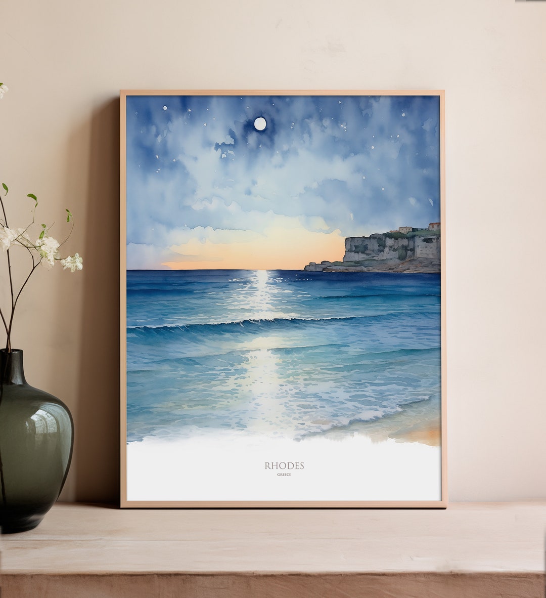 Rhodes Print Watercolor Rhodes Poster Rhodes Gift Greece Print Rhodes ...