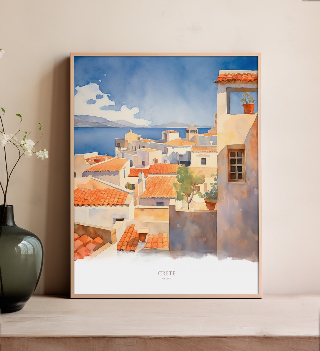 Crete Print Watercolor Crete Poster Crete Gift Greece Print Crete Wall ...