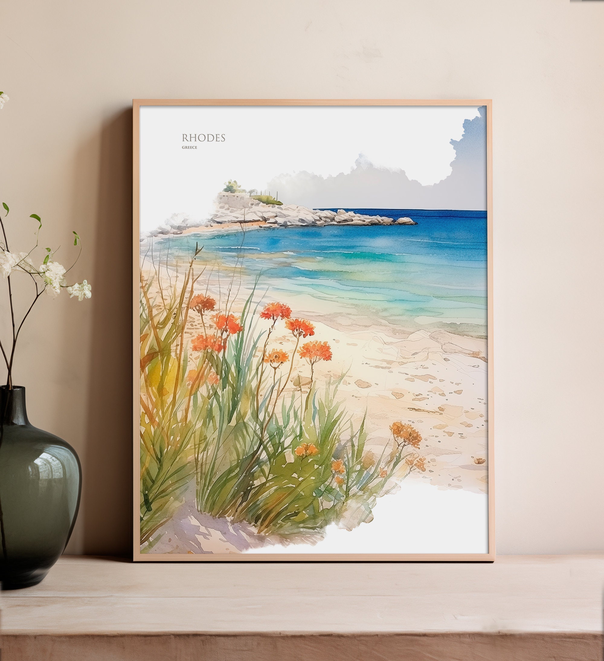 Rhodes Print Watercolor Rhodes Poster Rhodes Gift Greece Print Rhodes ...