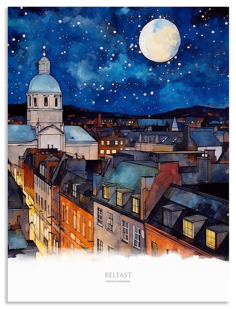 Belfast Print Watercolor Belfast Poster Belfast Gift United Kingdom ...
