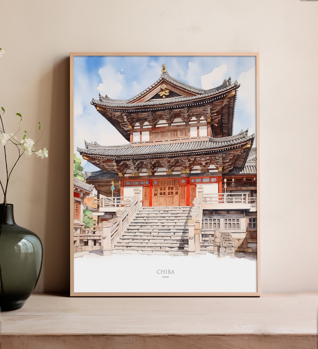 Chiba Print Watercolor Chiba Poster Chiba Gift Japan Print Chiba Wall ...