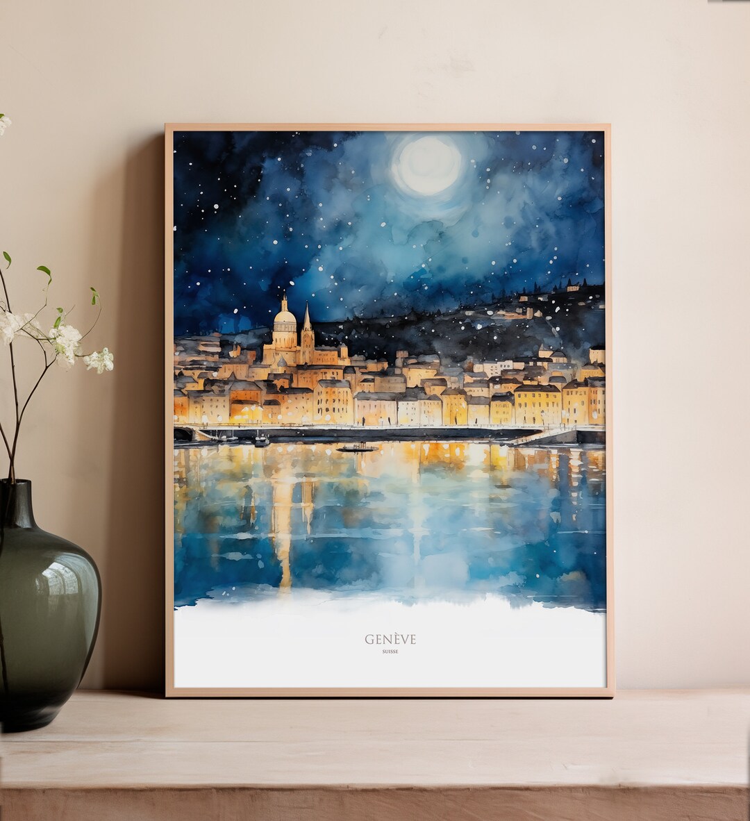 Geneva Print Watercolor Geneva Poster Geneva Gift Switzerland Print ...
