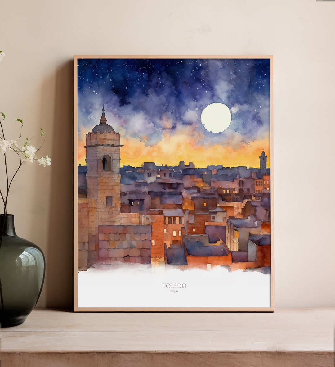 Toledo Print Watercolor Toledo Poster Toledo Gift Spain Print Toledo ...