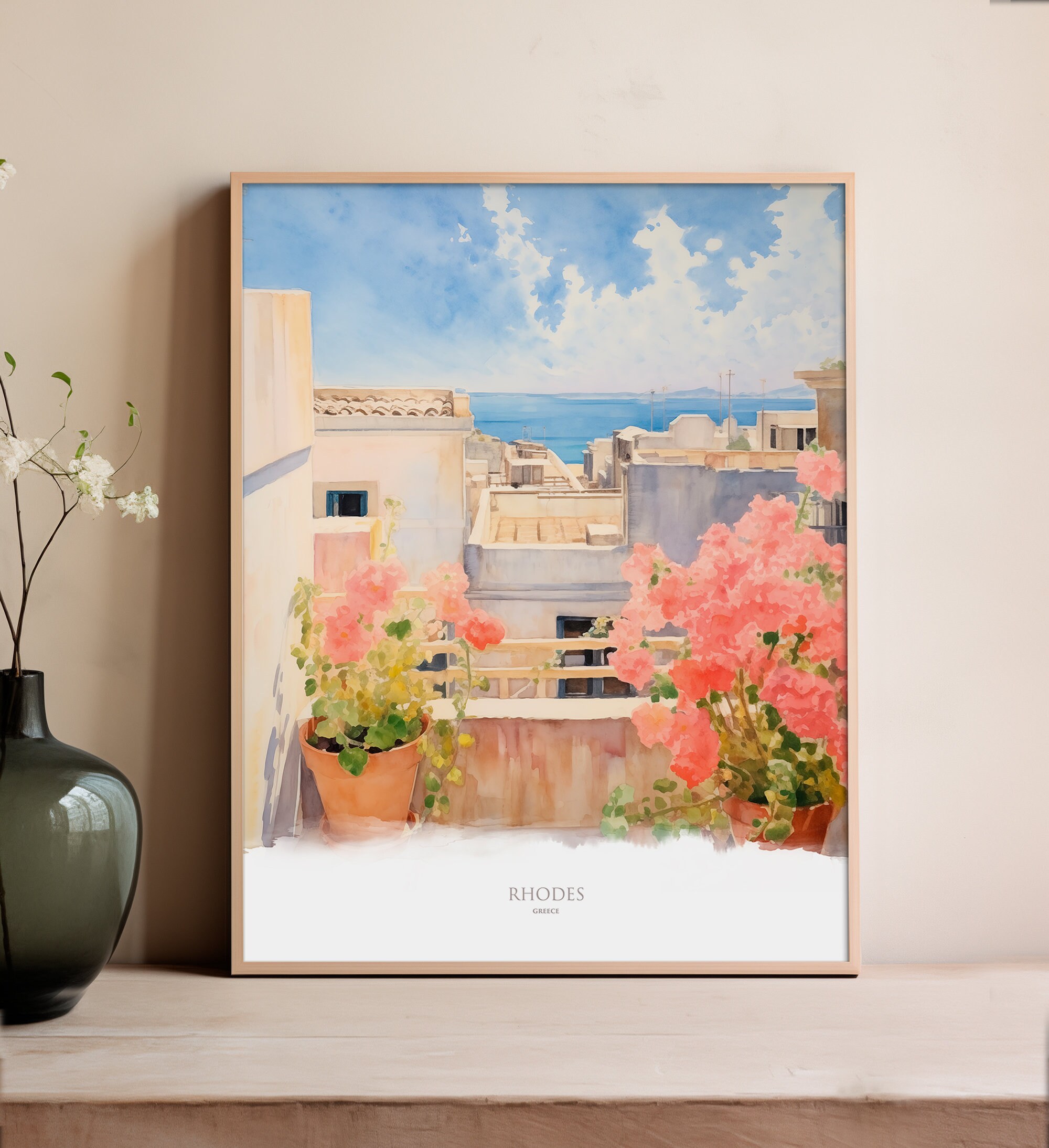 Rhodes Print Watercolor Rhodes Poster Rhodes Gift Greece Print Rhodes ...