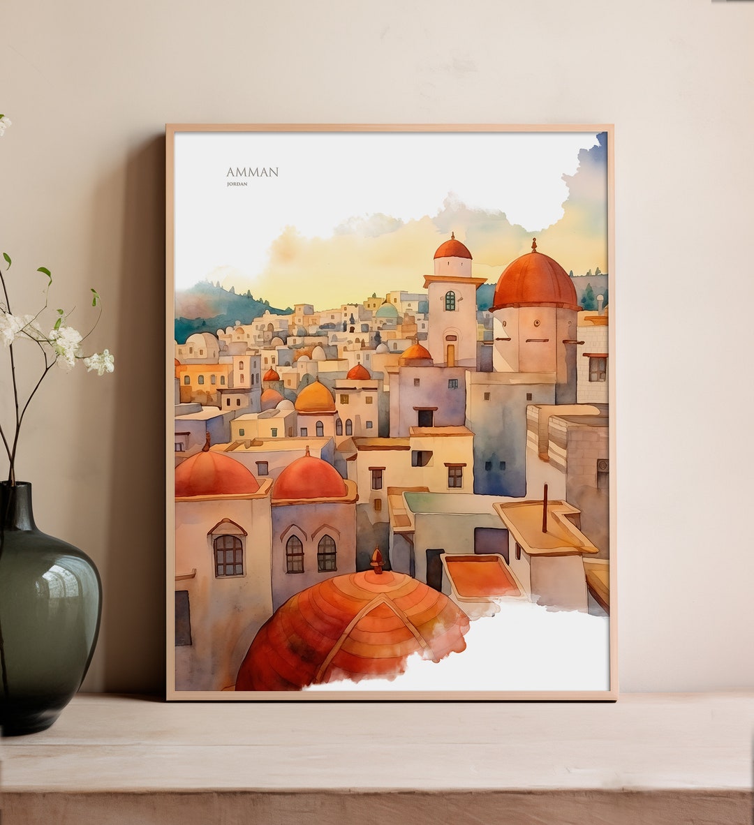 Amman Print Watercolor Amman Poster Amman Gift Jordan Print Amman Wall ...
