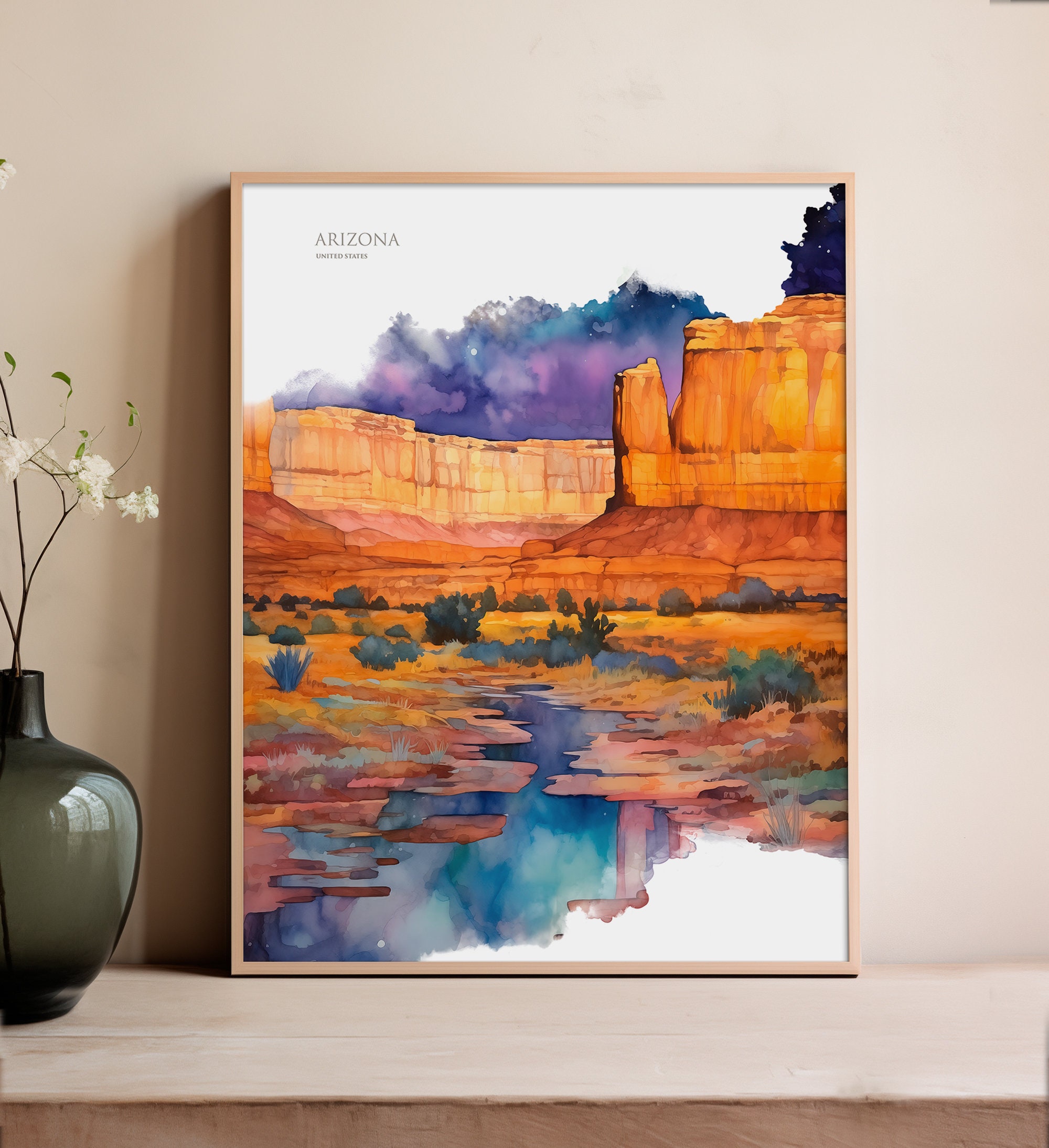 Arizona Print Watercolor Arizona Poster Arizona Gift United States ...