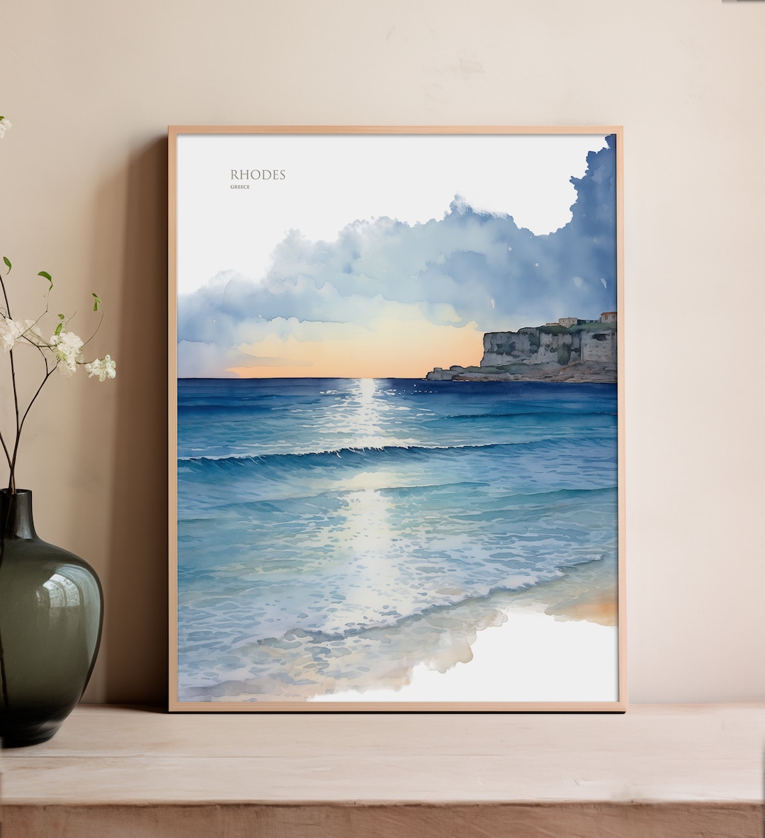 Rhodes Print Watercolor Rhodes Poster Rhodes Gift Greece Print Rhodes ...