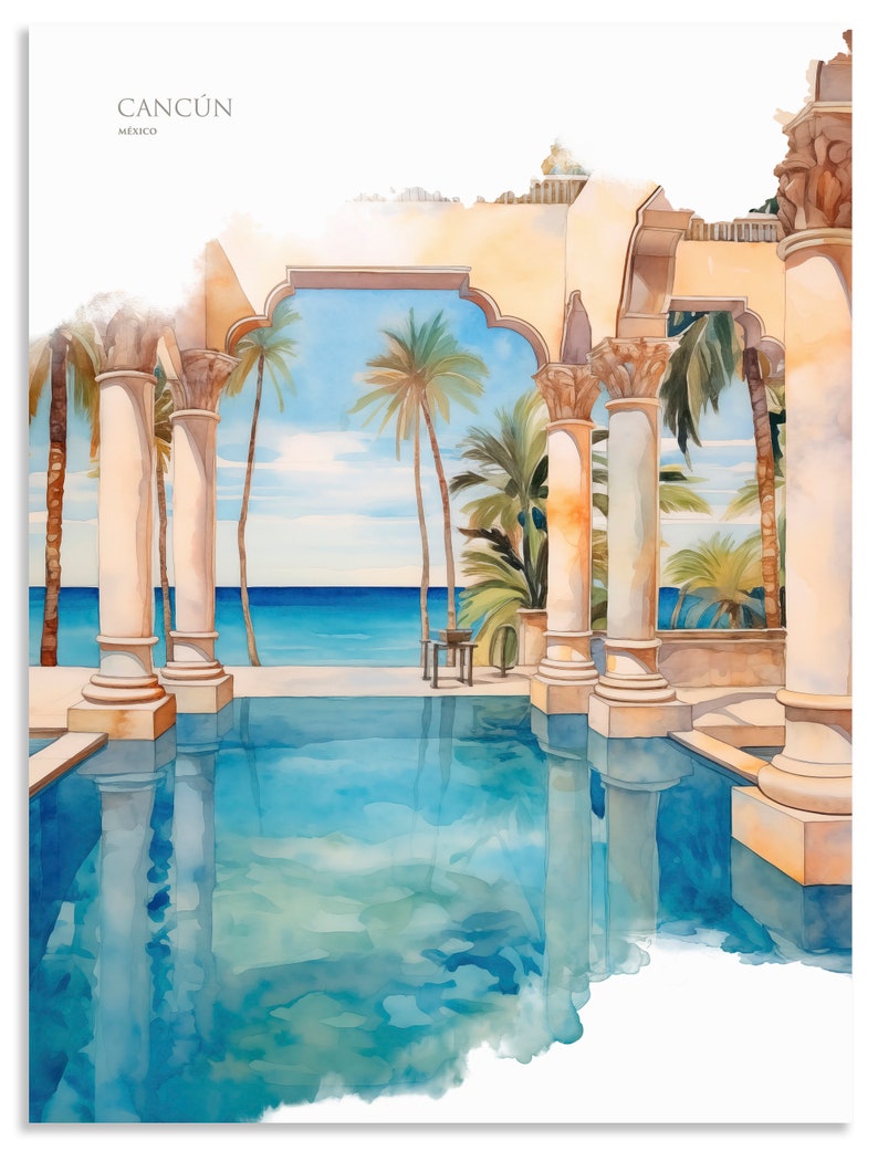 Cancun Print Watercolor Cancun Poster Cancun Gift Mexico Print Cancun ...